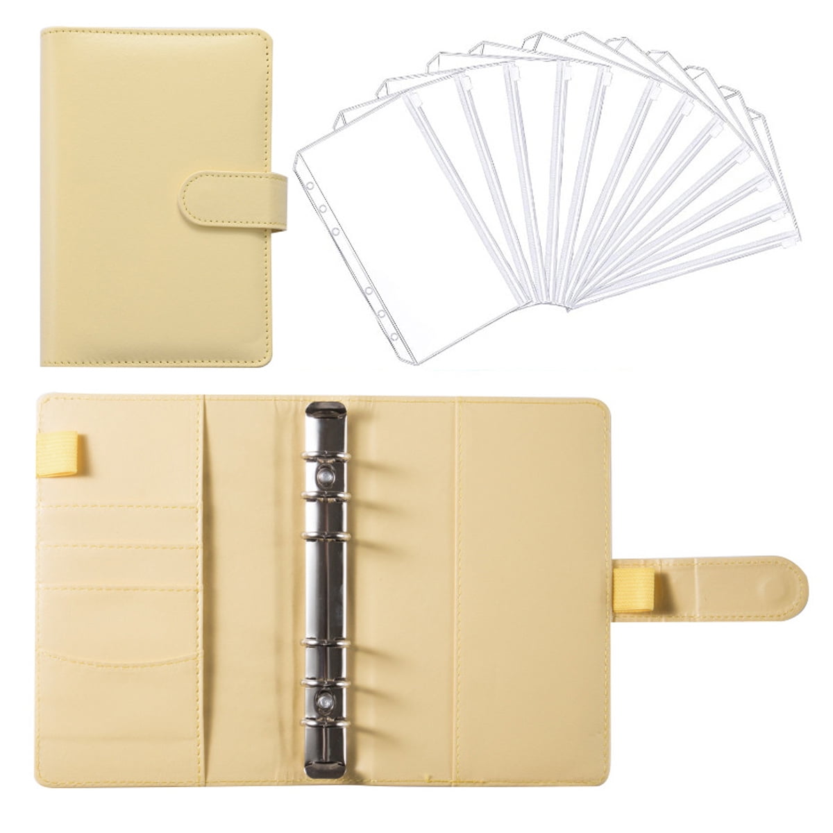 A6 PU Leather Notebook Binder Refillable with 12 loose leaf zipper ...