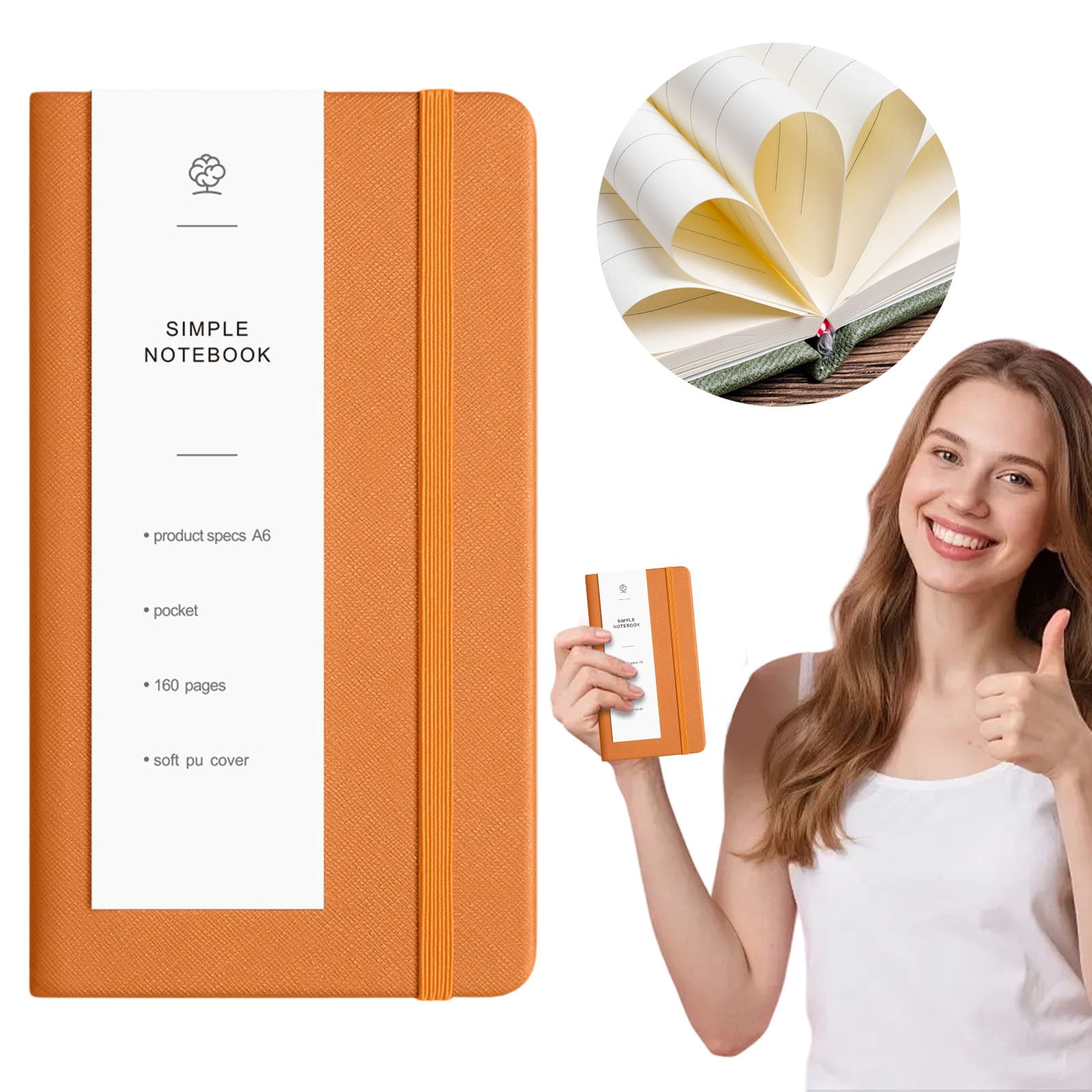 A6 PU Leather Notebook Cross Texture 80 Sheets Lined Journal with Strap ...