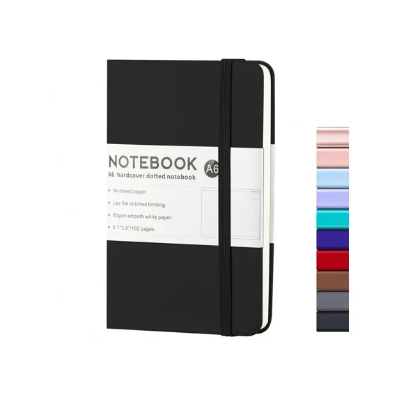 A6 PU Leather Notebook Planner with Ribbon Page Mark & Pen Holder ...