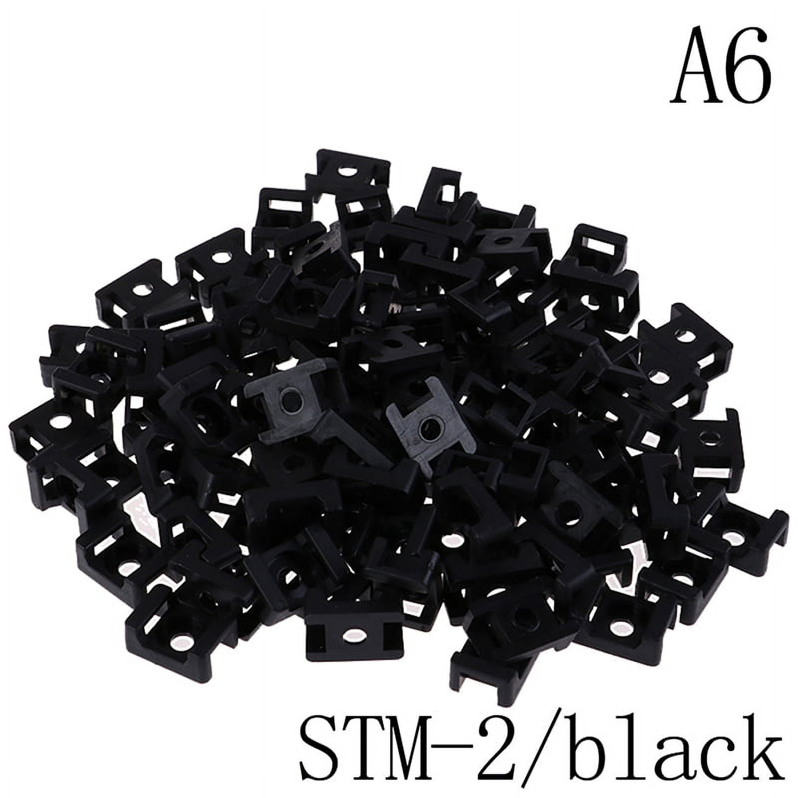 (A6:STM-2/Black) 100PCS Plastic Wire Cable Zip Tie Screw Fixing Mount ...
