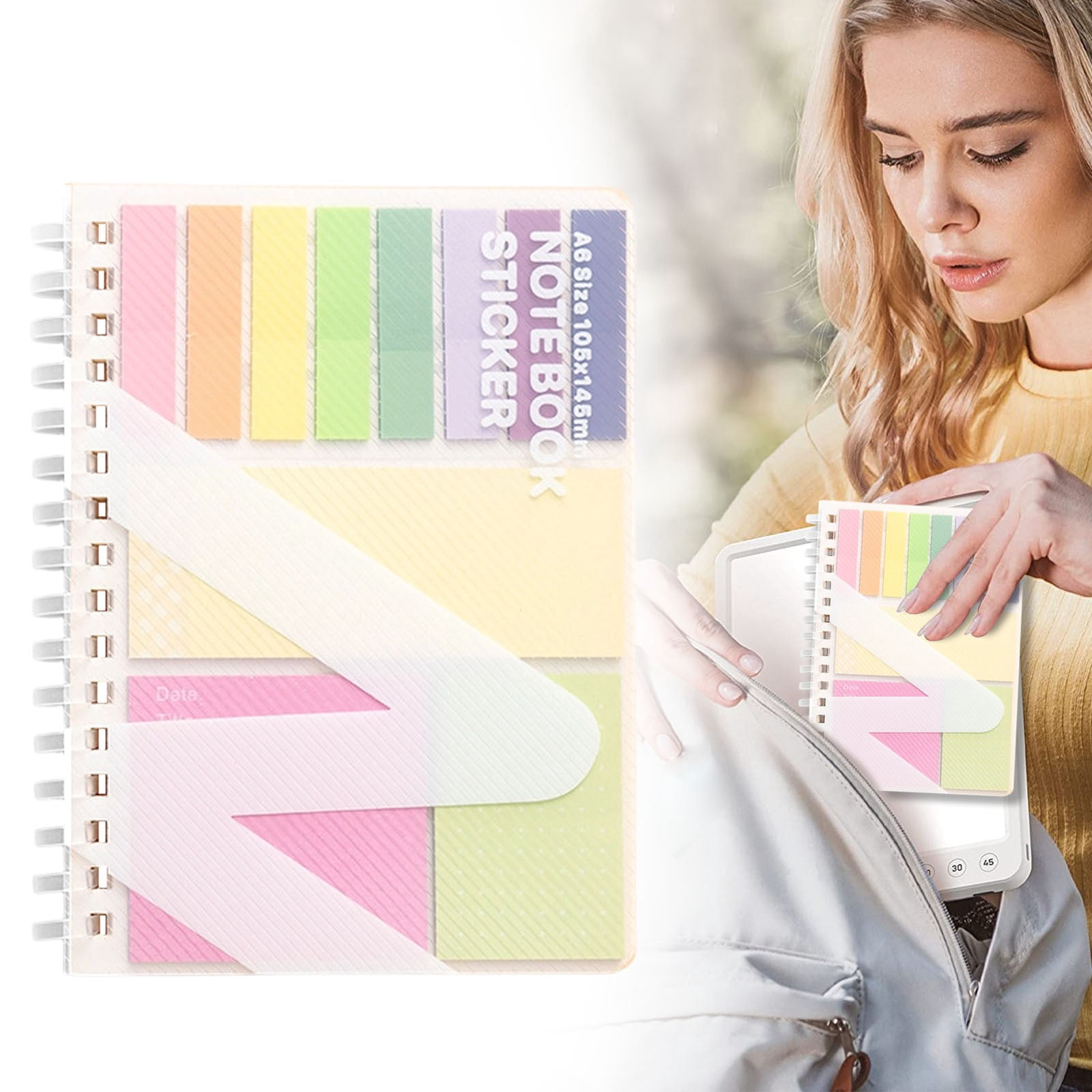 A6 Spiral Notebook with Index Tabs, Pastel Tabbed Notebook with Sticky ...
