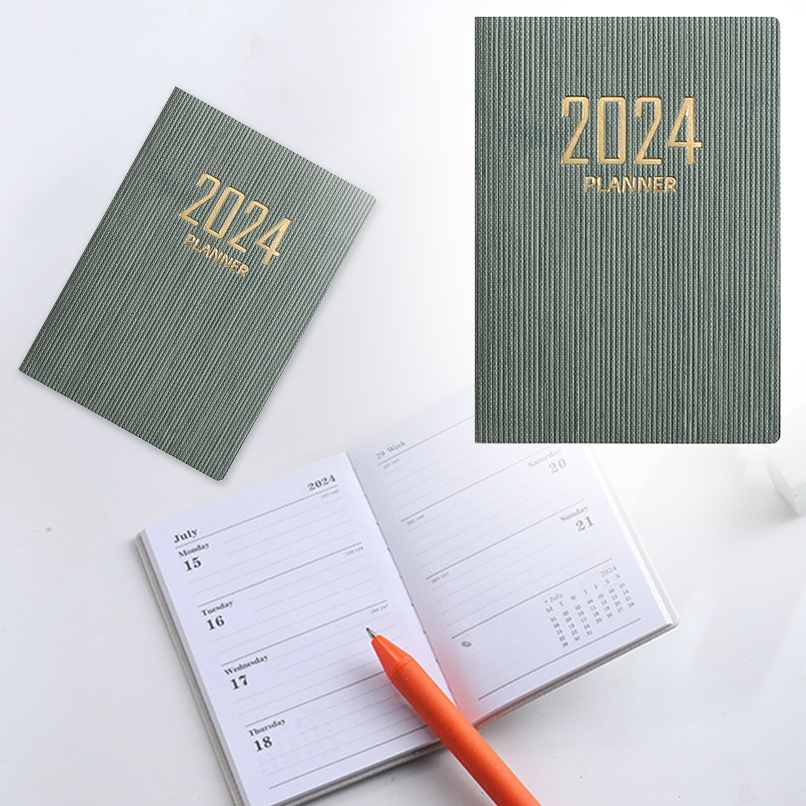 A7 Daily Planner Notebook, Army Green, 2024 A7 Mini English Planner ...