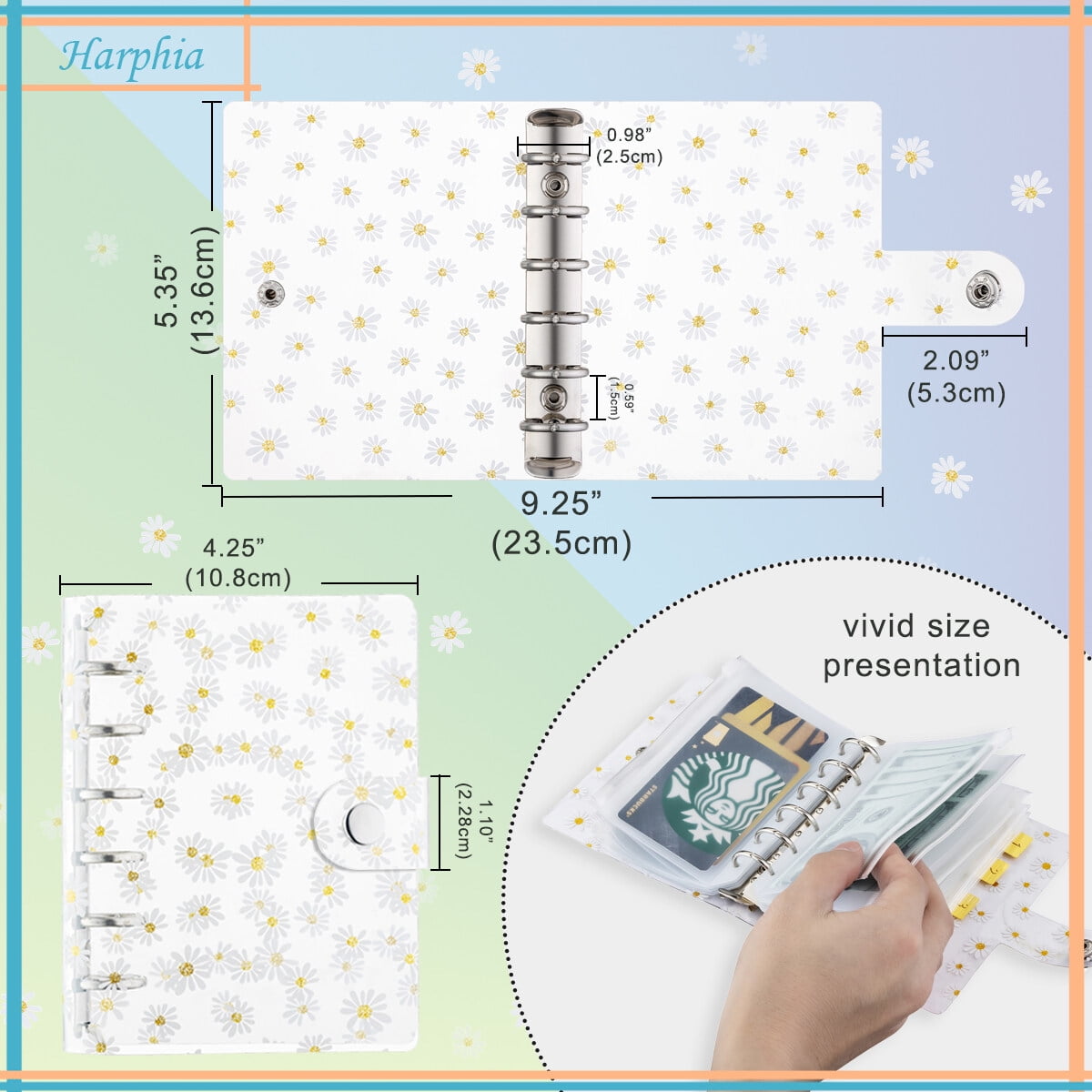 A7 Daisy Binder Soft Colorful PVC with 6-Ring Mini Binder - Walmart.com