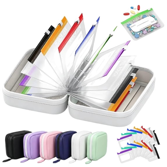 A7 Waterproof Travel Weekly Pill Organizer – Binder with 7/14 Zippered ...