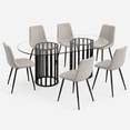 A7Store 71” Modern Glass Dining Table Set for 6-8, Tempered Glass ...