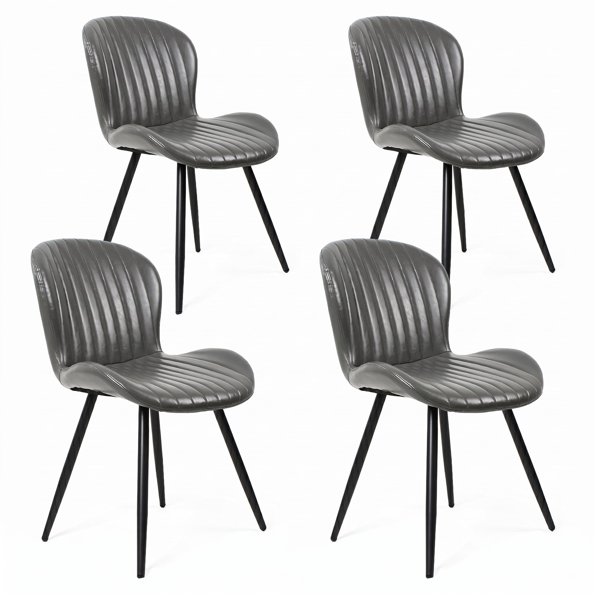 A7Store Upholstered Dining Room Chairs Set of 4, Mid-Century Modern PU ...