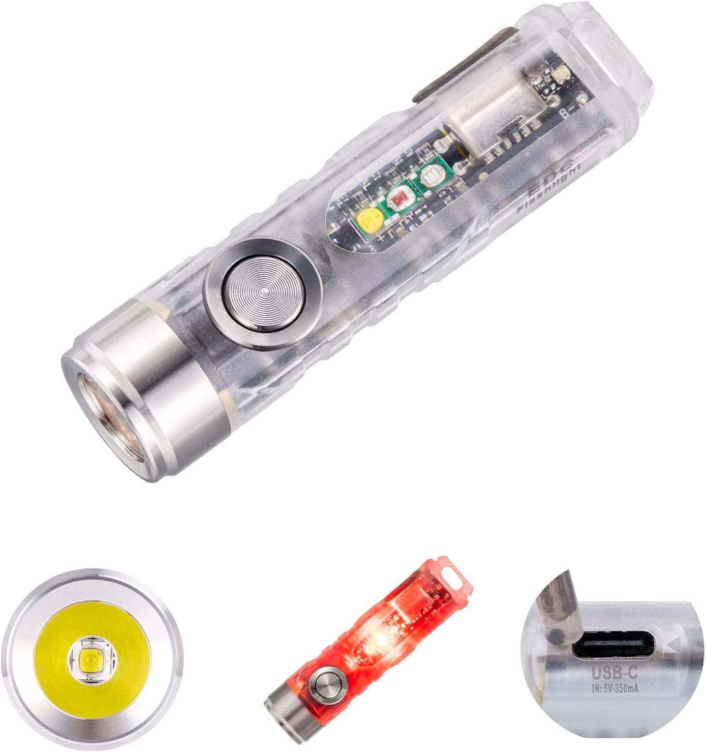 A8 4th Gen Rechargeable EDC Flashlight USB C, 650 Lumens Bright Small ...