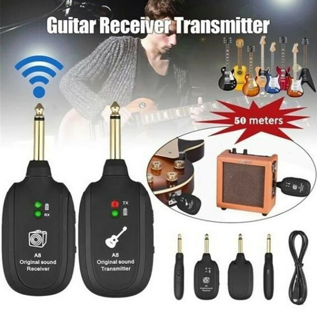 A8 UHF Wireless Guitar Transmitter Receiver Set 730mhz 50M Range for Electric Guitars Bass ...