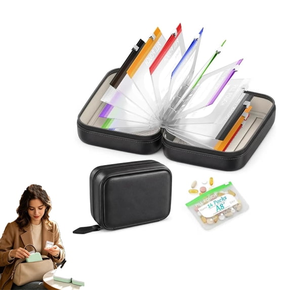 A8 Waterproof Pill Organizer/Pouch Set, Travel Medicine Organizers with ...