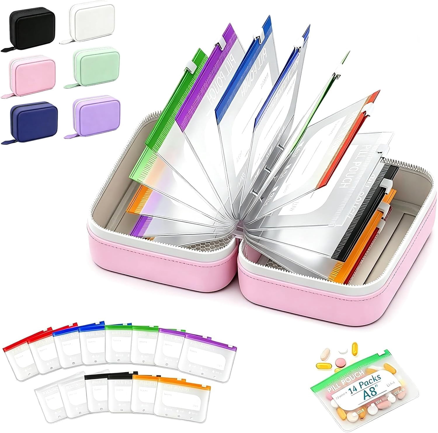 A8 Waterproof Pill Organizer Set, Reusable Pouches Large Waterproof ...