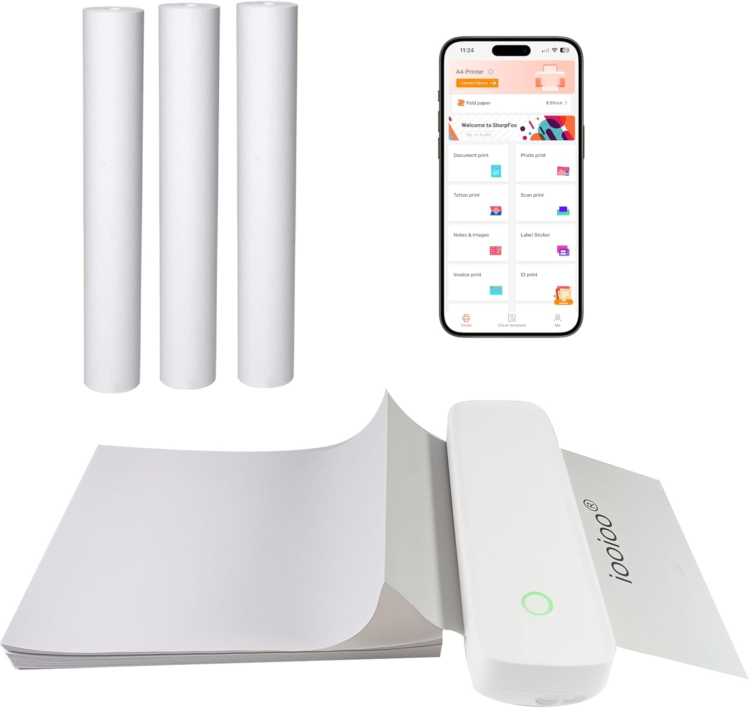 A80 Portable Printer no Ink Inkless Bluetooth Wireless Compact Small ...