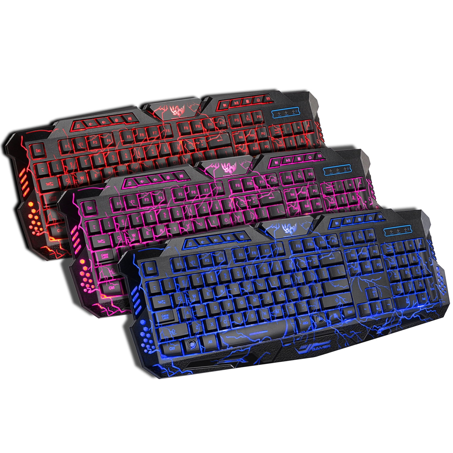 A878 Three-color Backlit Crack Game Keyboard Supports 104 Keys Wired ...