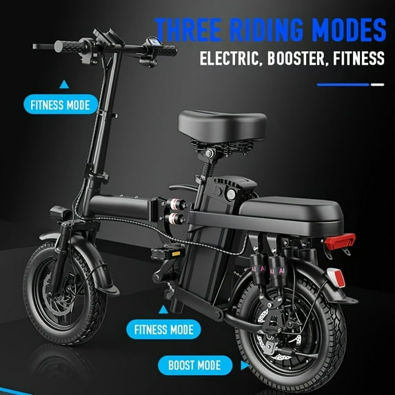 A9 Adult Electric Bicycle, 500W Folding Electric Bike Standard, 48V 15Ah Removable Lithium-ion ...