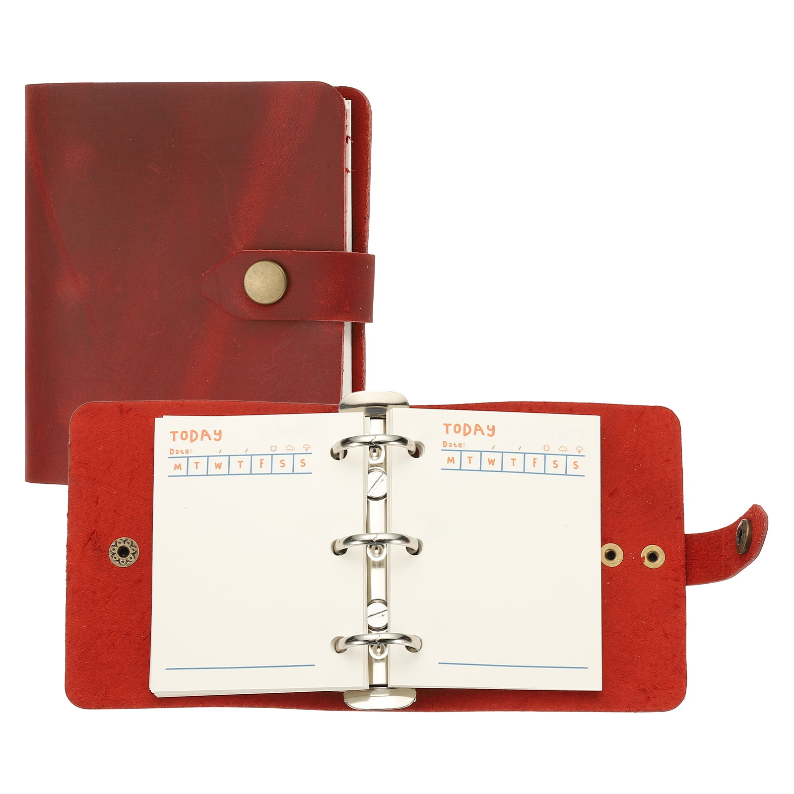 A9 Leather Journal, 3 Ring Notebook Binder Planner Loose Leaf 60 Sheets ...