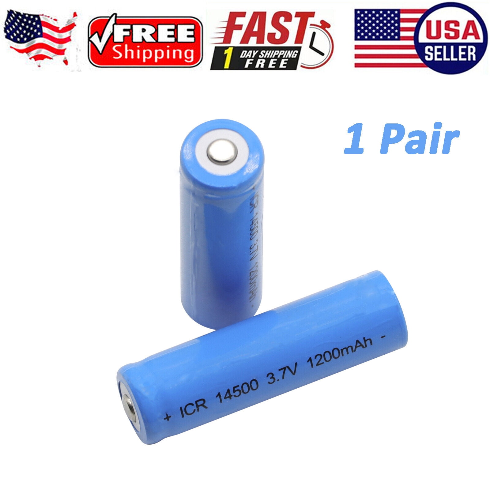 AA 3.7V 1200mAh Rechargeable Li-ion Batteries ICR 14500 Lithium Battery ...