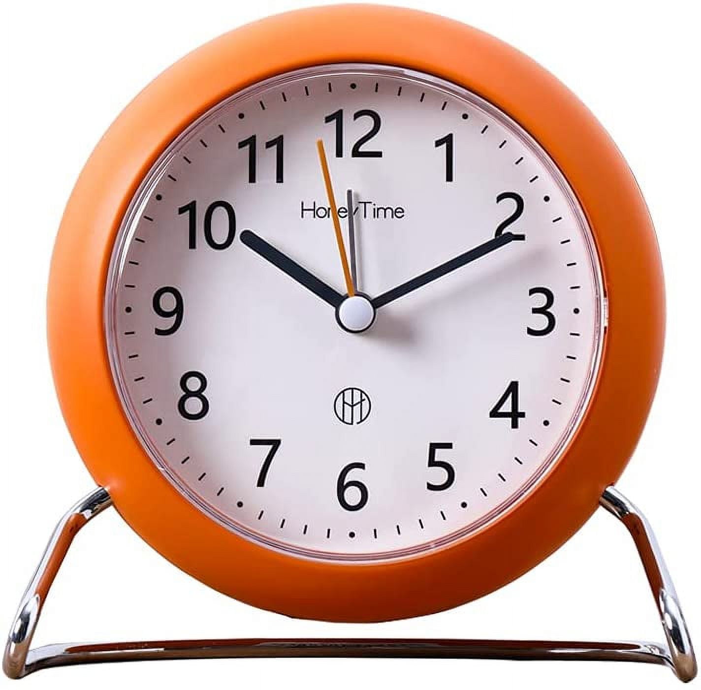 AA 4 Inch Round Non-Ticking Alarm Clock, Battery Operated, Light ...