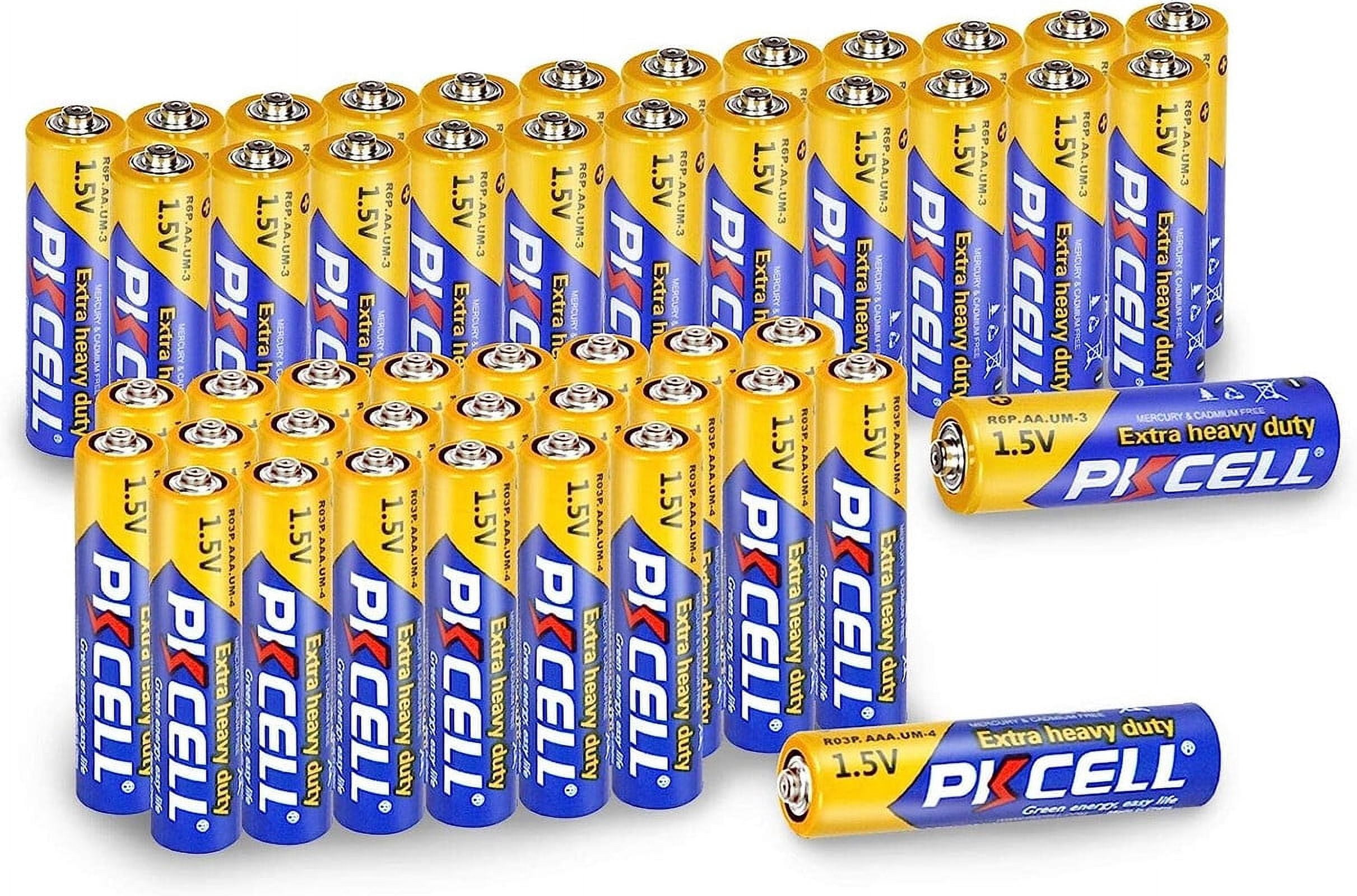 AA + AAA Batteries, 48 Count Pack Double A and Triple A Zinc Carbon ...
