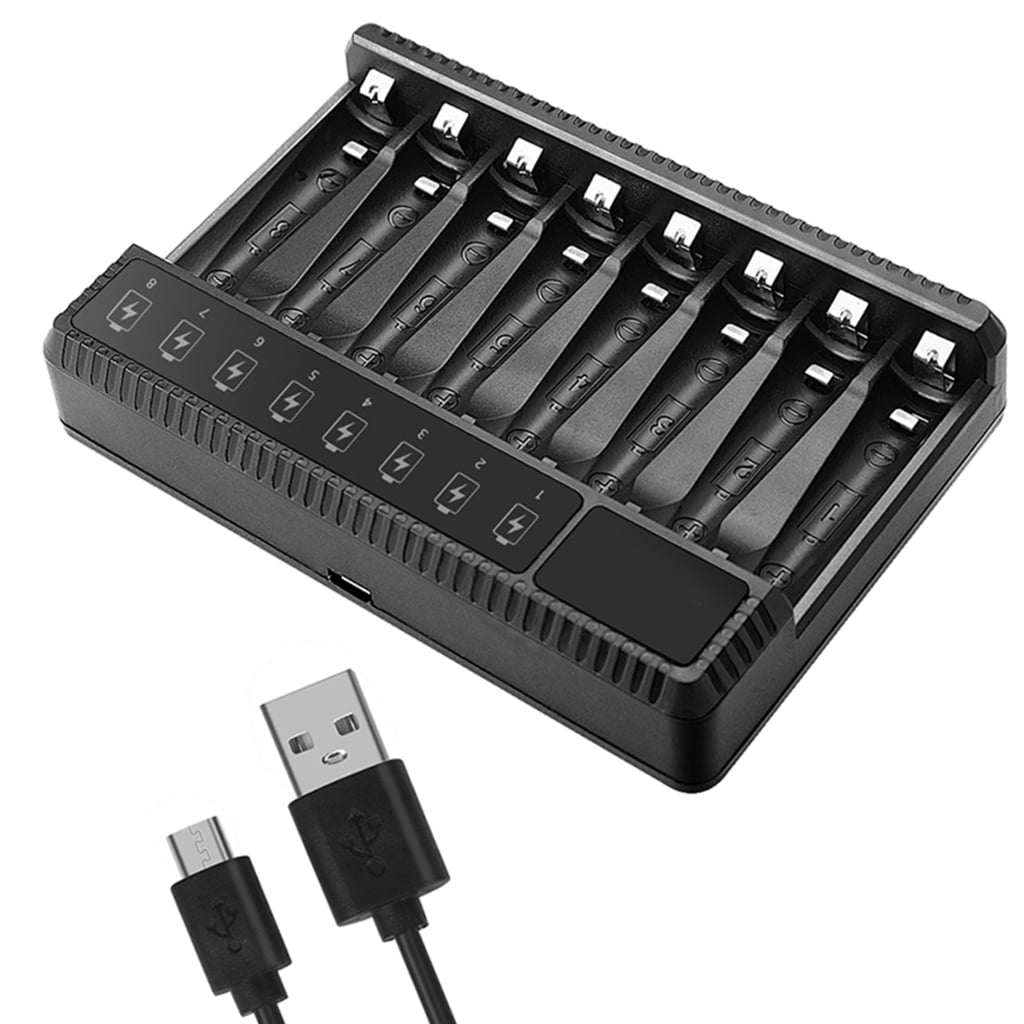 AA AAA Battery Charger USB C High-Speed Charging 8 Bay Household ...