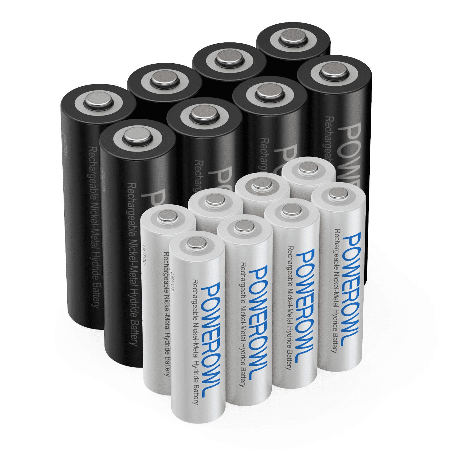 POWEROWL, AA AAA Rechargeable Batteries, 2800mAh & 1000mAh, Pack of 16 ...