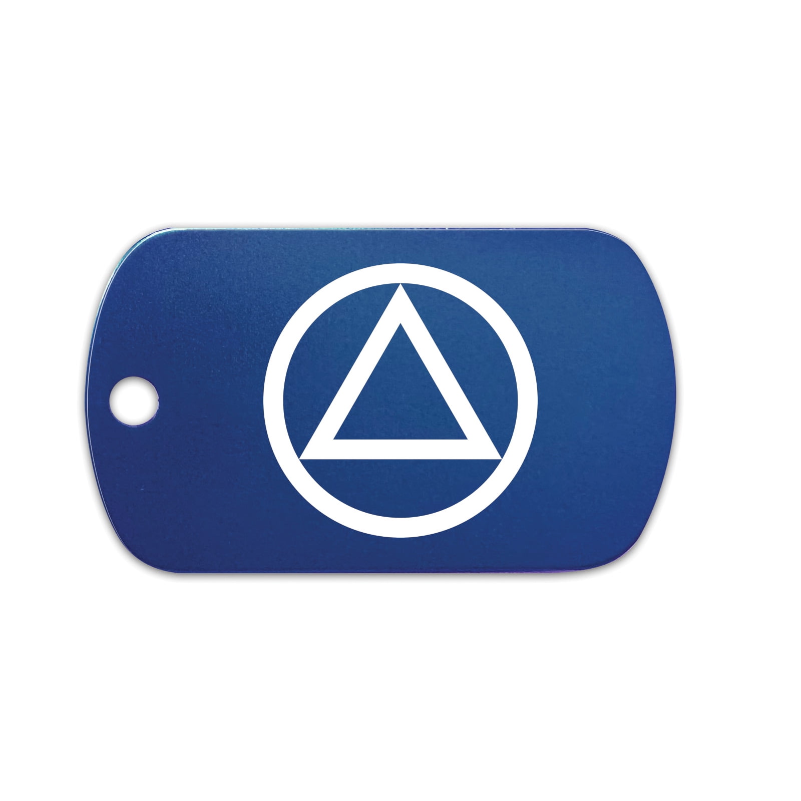 AA Alcoholics Anonymous Symbol GI Dog Tag Aluminum Keychain - Blue ...