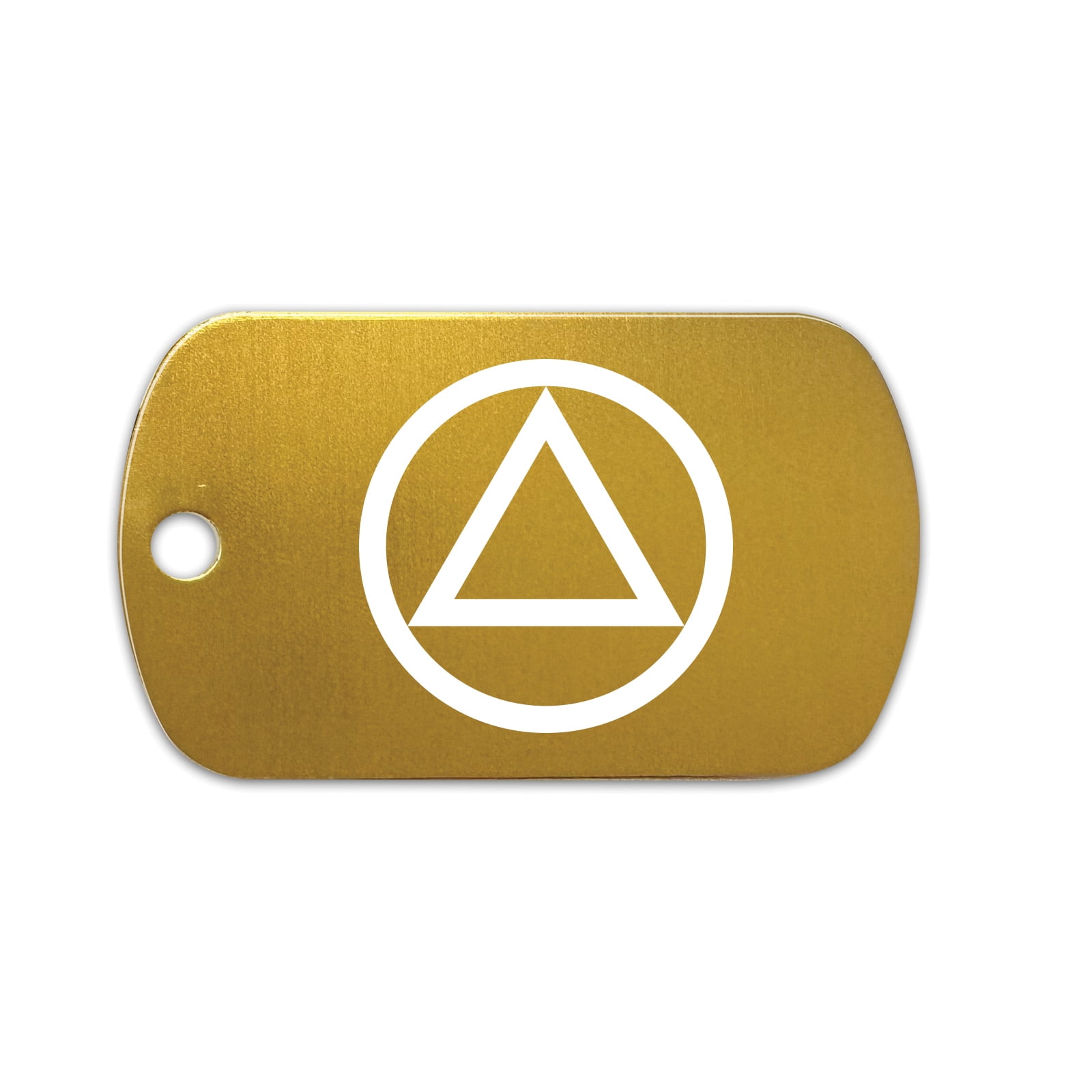 AA Alcoholics Anonymous Symbol GI Dog Tag Aluminum Keychain - Gold ...