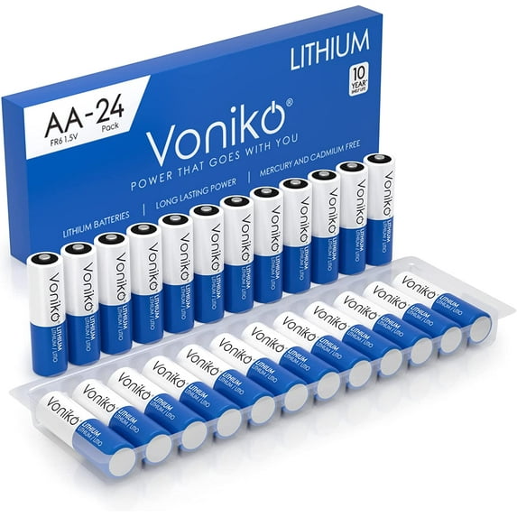 AA Batteries, 24 Pack 1.5V Lithium AA Batteries—High Performance Double ...