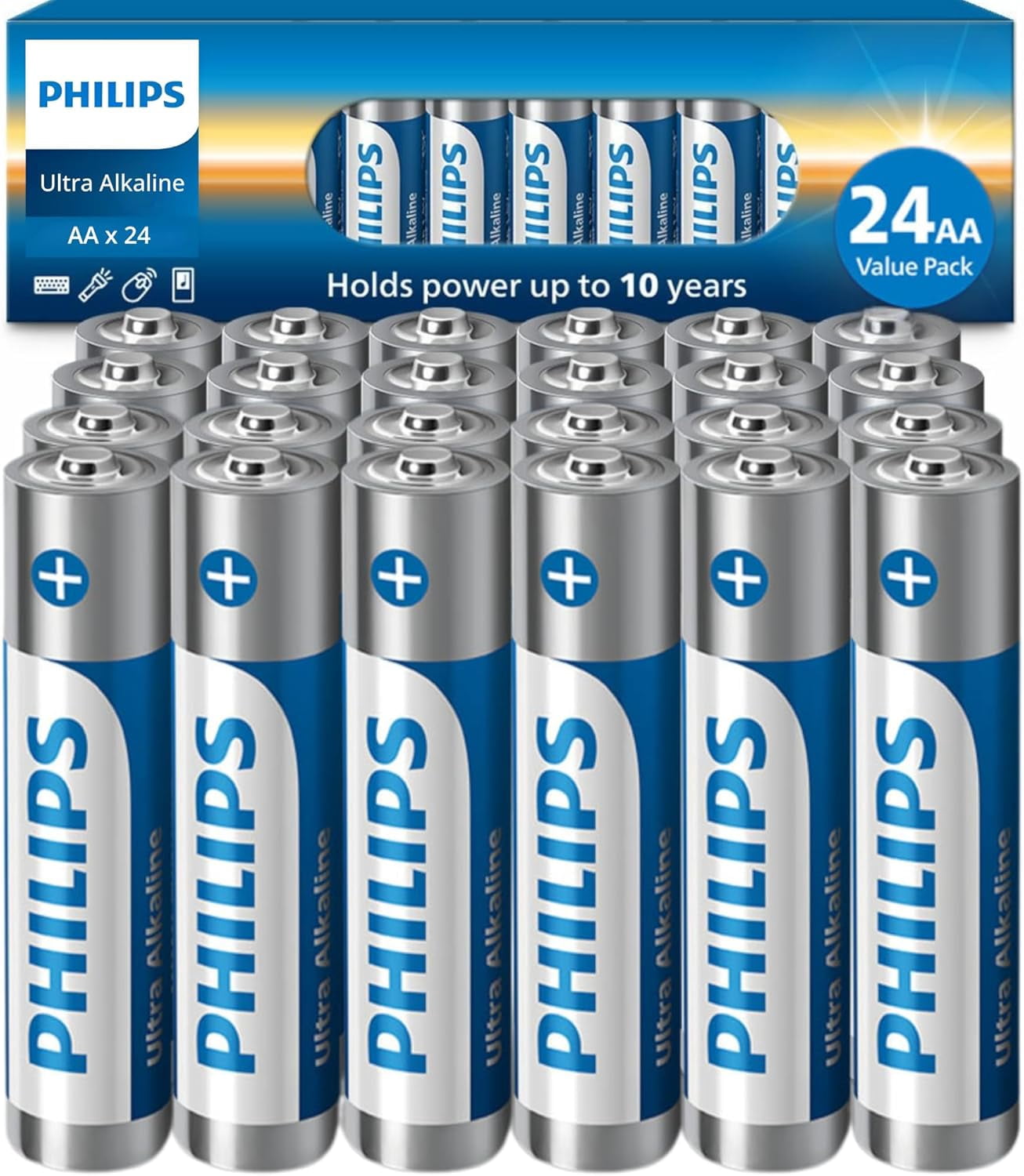 AA Batteries 24 Pack | 1.5v Ultra Alkaline Double A Battery Long ...