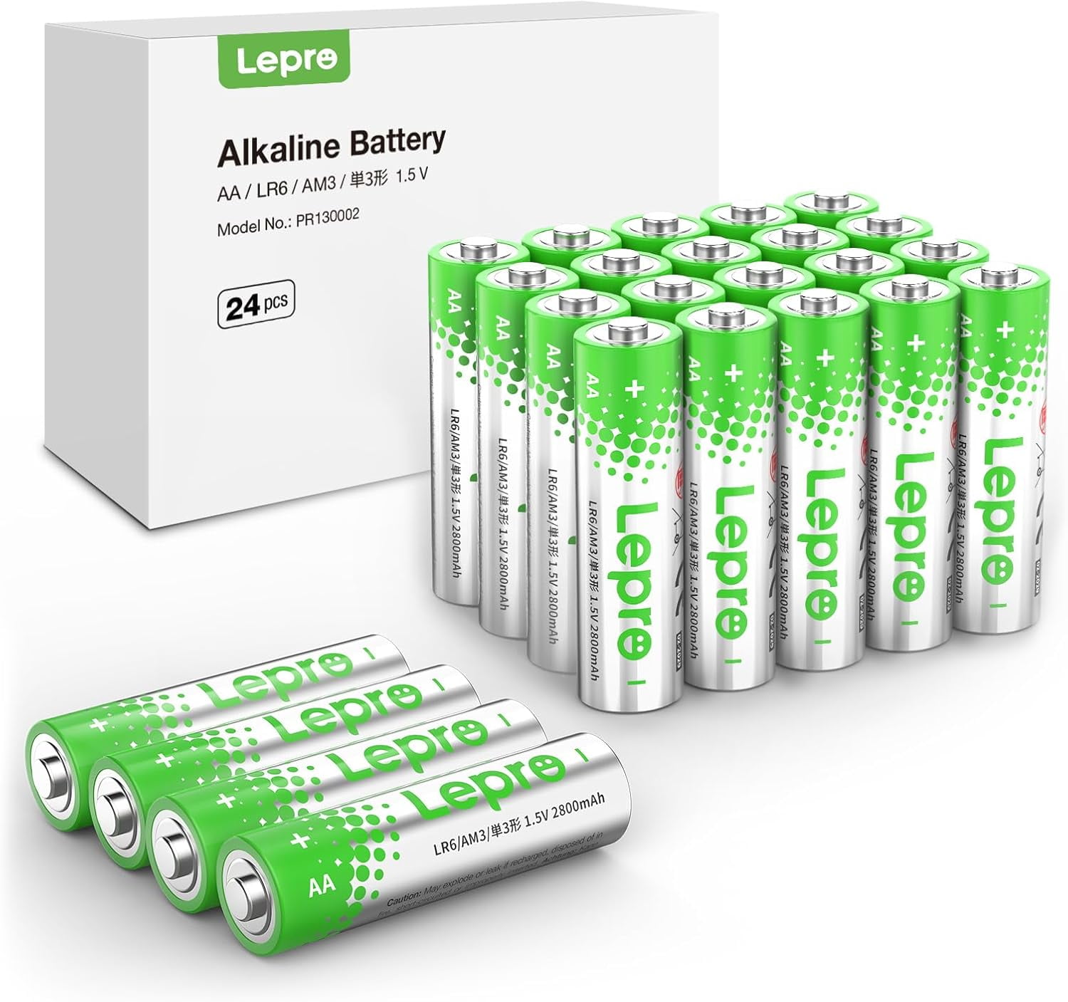 AA Batteries 24 Pack (Reclosable Packaging) - 1.5V Alkaline Double A ...