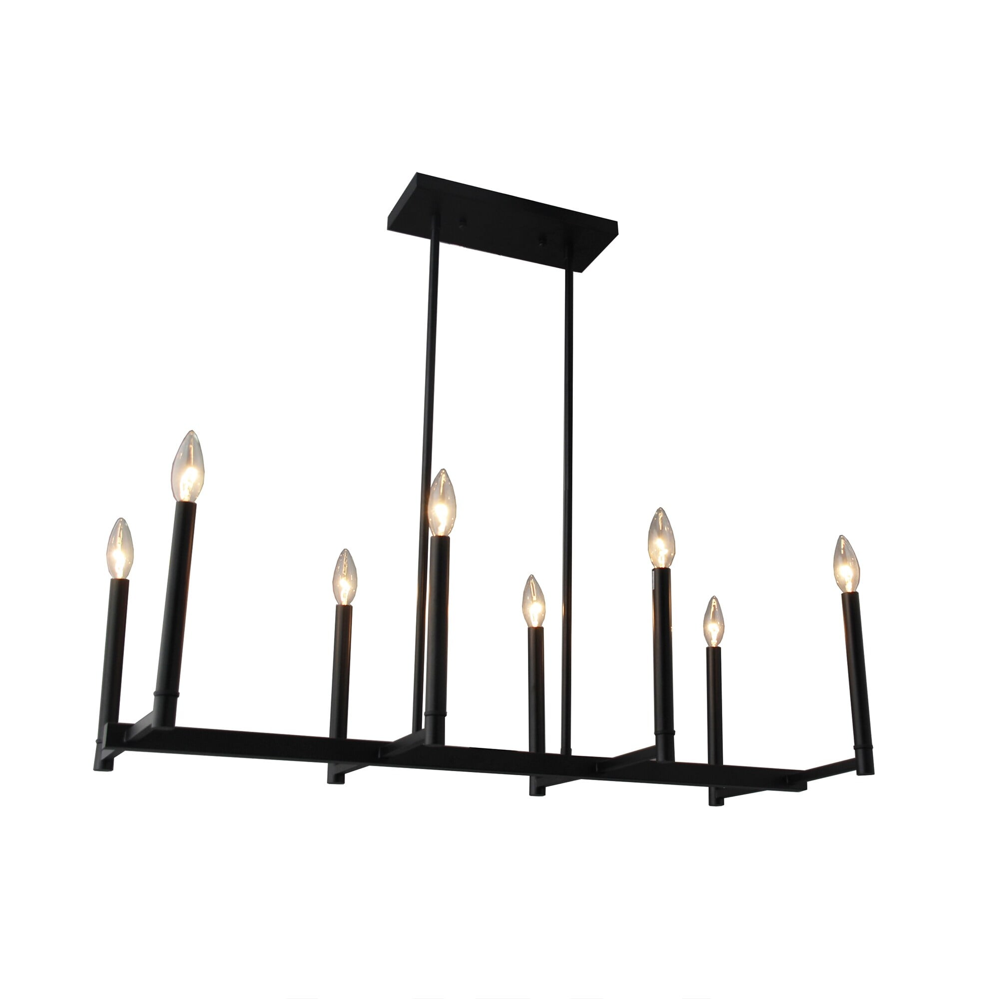 AA Décor 8 Light Candle Chandelier in Matte Black Finish - 9"H x 36"W x ...