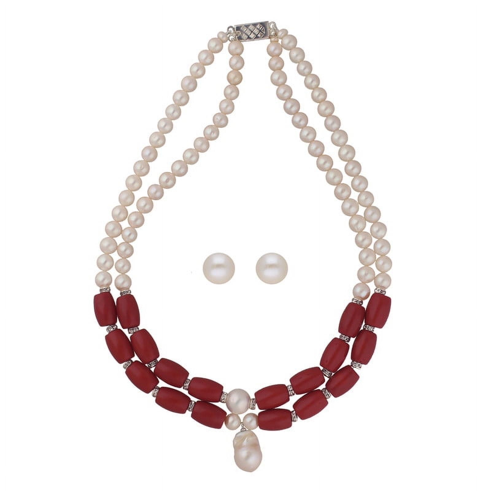 AA Freshwater 2 Lines Round Pearl Necklaces Set For Women - Walmart.com