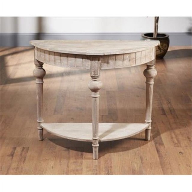 AA Importing 48861-BR Half Round Console with Shelf, Weathered & Brown - Walmart.com