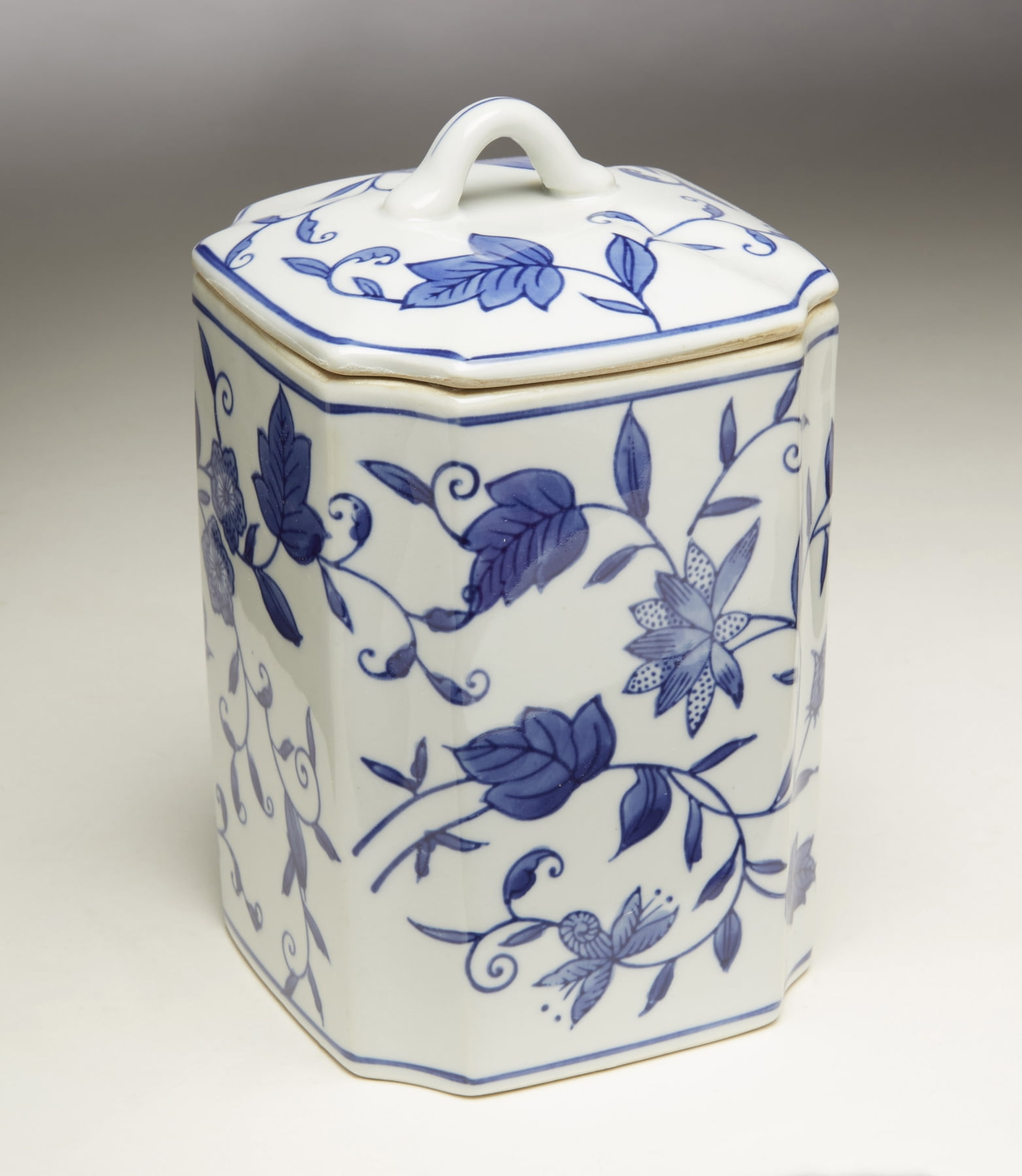 Zeckos AA Importing 59793 Blue And White Square Jar With Lid - Walmart.com