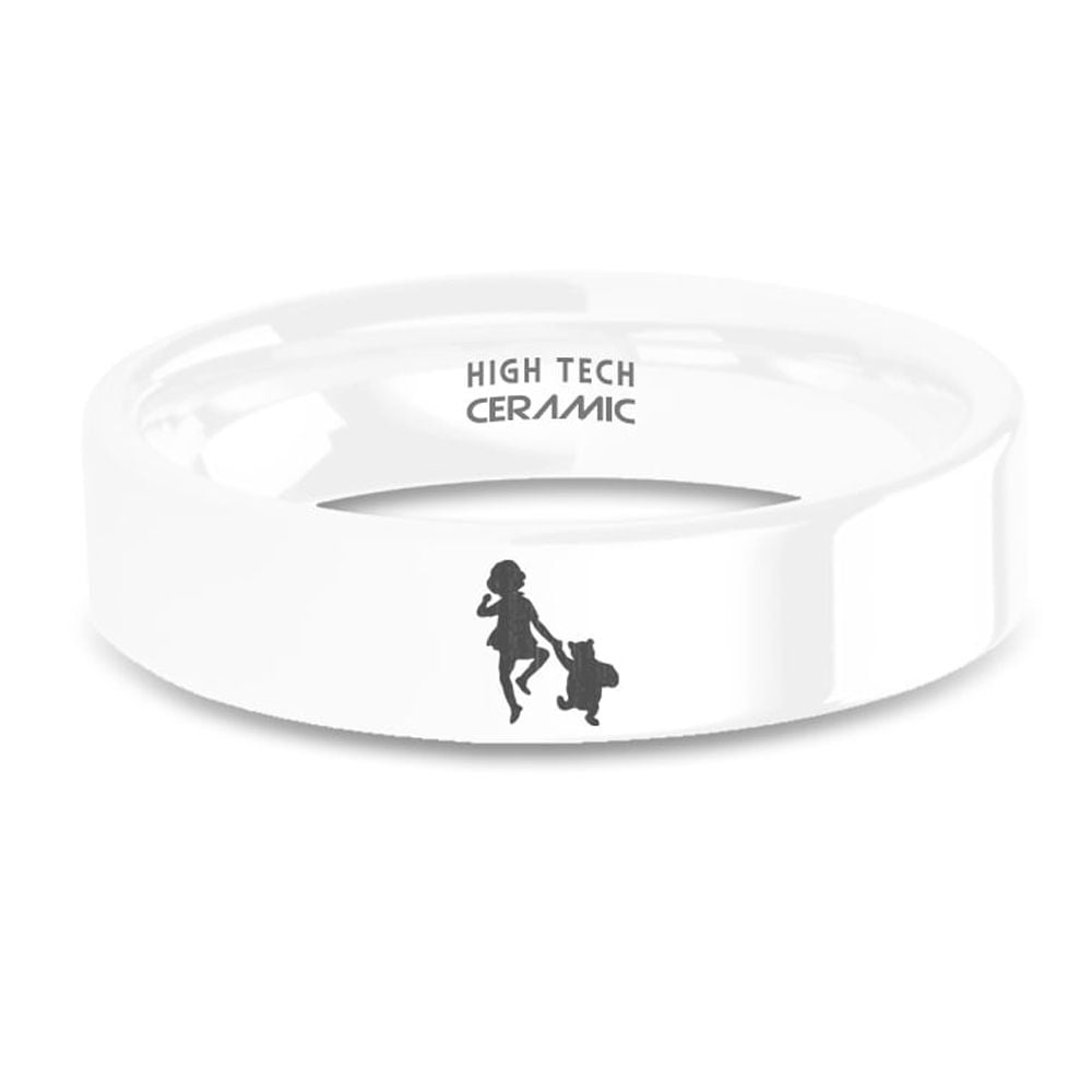 AA Milne's Christopher Robin Laser Engraved White Ceramic Ring, 6mm ...