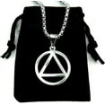 AA Necklace, 24" Box chain, Hypo Allergenic Stainless Steel Alcoholics ...