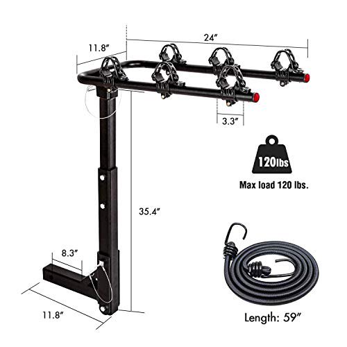AA Products 3 Bike Rack Platform Hitch Mount Rack Foldable Bicycle Rack ...