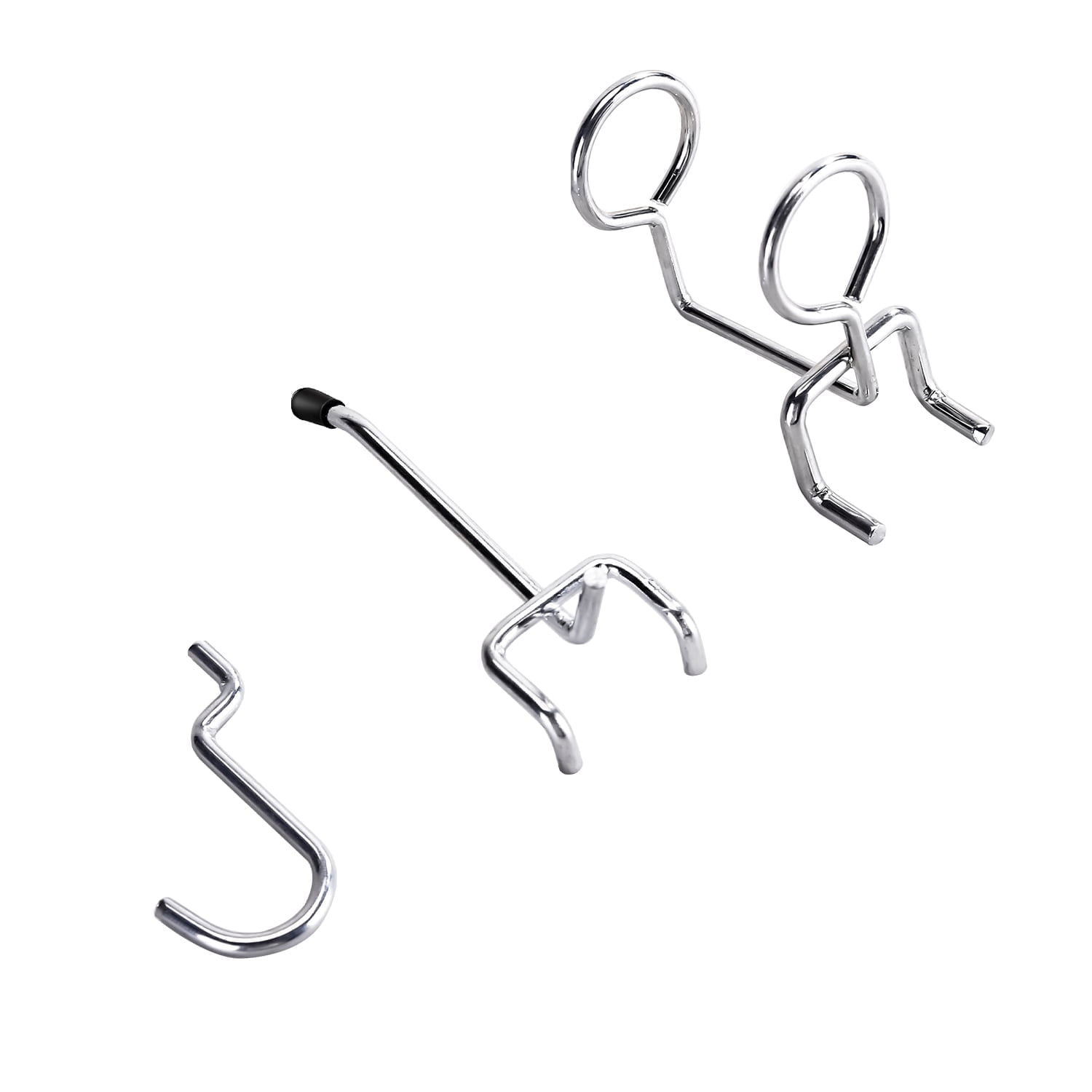 AA-Racks Pegboard Hooks Assortment with Small Curved Hooks, Double-Ring ...