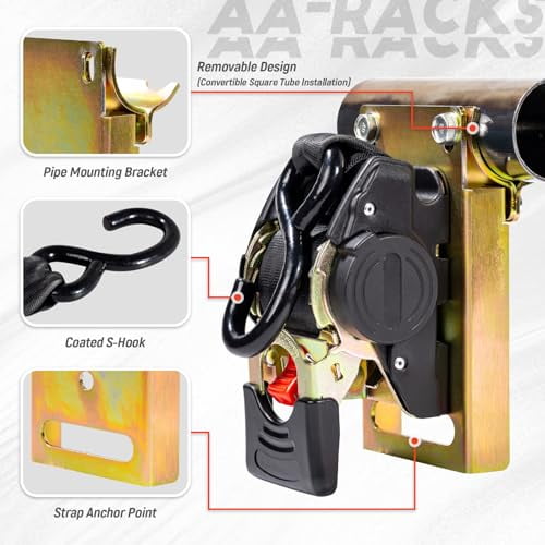 AA-Racks Heavy Duty Retractable Ratchet Straps (2 Pack) - 2 Inch x 9 Ft ...