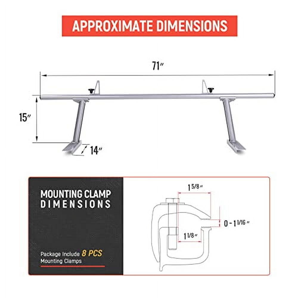 AA-Racks Model APX2502-SLV Low-Profile Utility Aluminum Pick-Up Truck ...