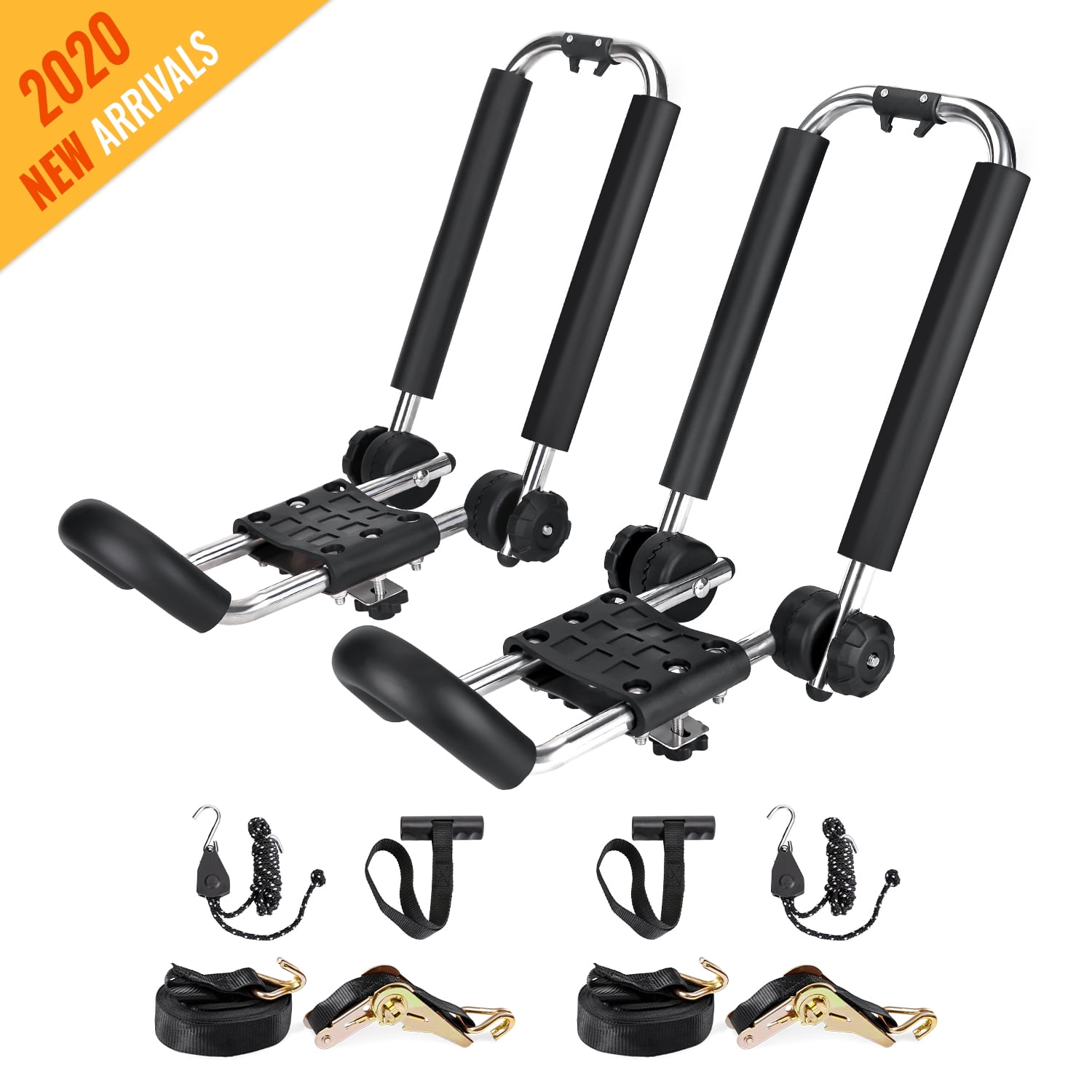 AA-Racks Stainless Steel J-Bar Rack Roof Top Mount with Ratchet Straps ...