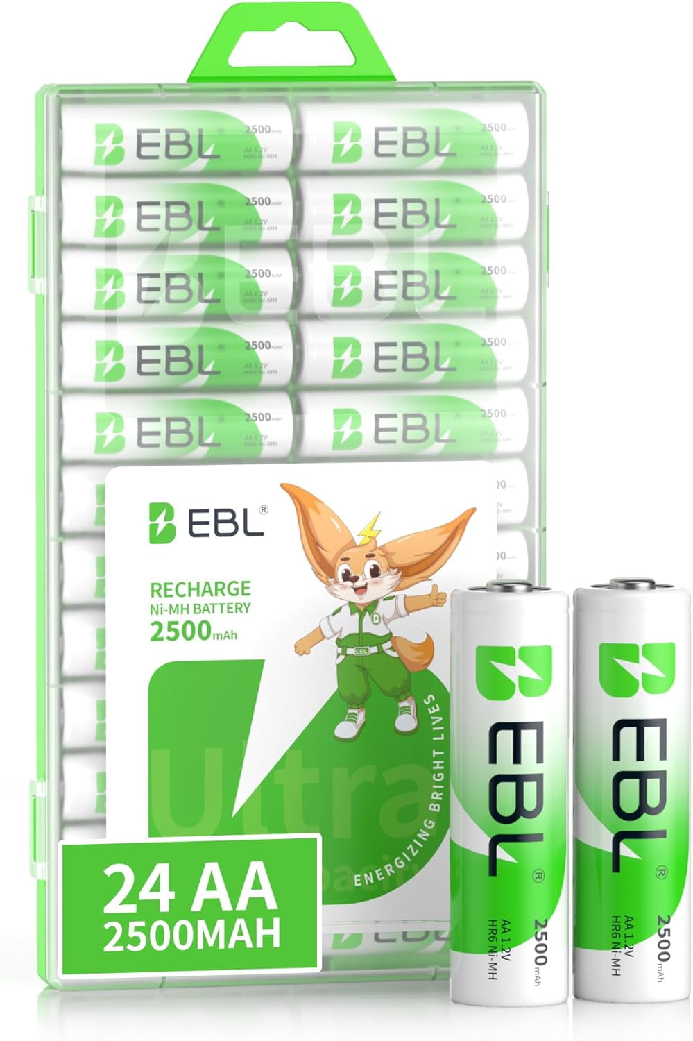 AA Rechargeable Batteries 1.2V 2500mAh High Performance Pre-Charged AA ...