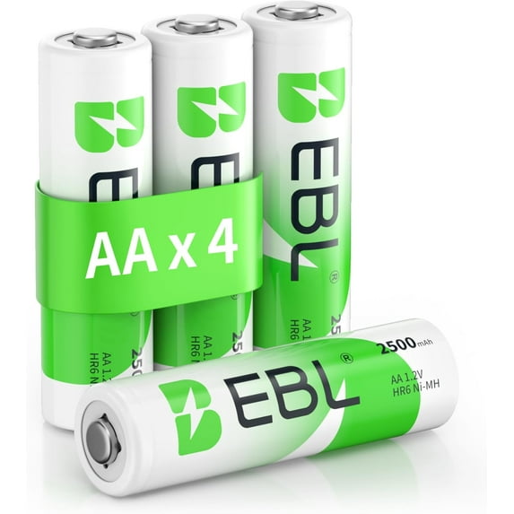 AA Rechargeable Batteries 1.2V 2500mAh High Performance Pre-Charged AA ...
