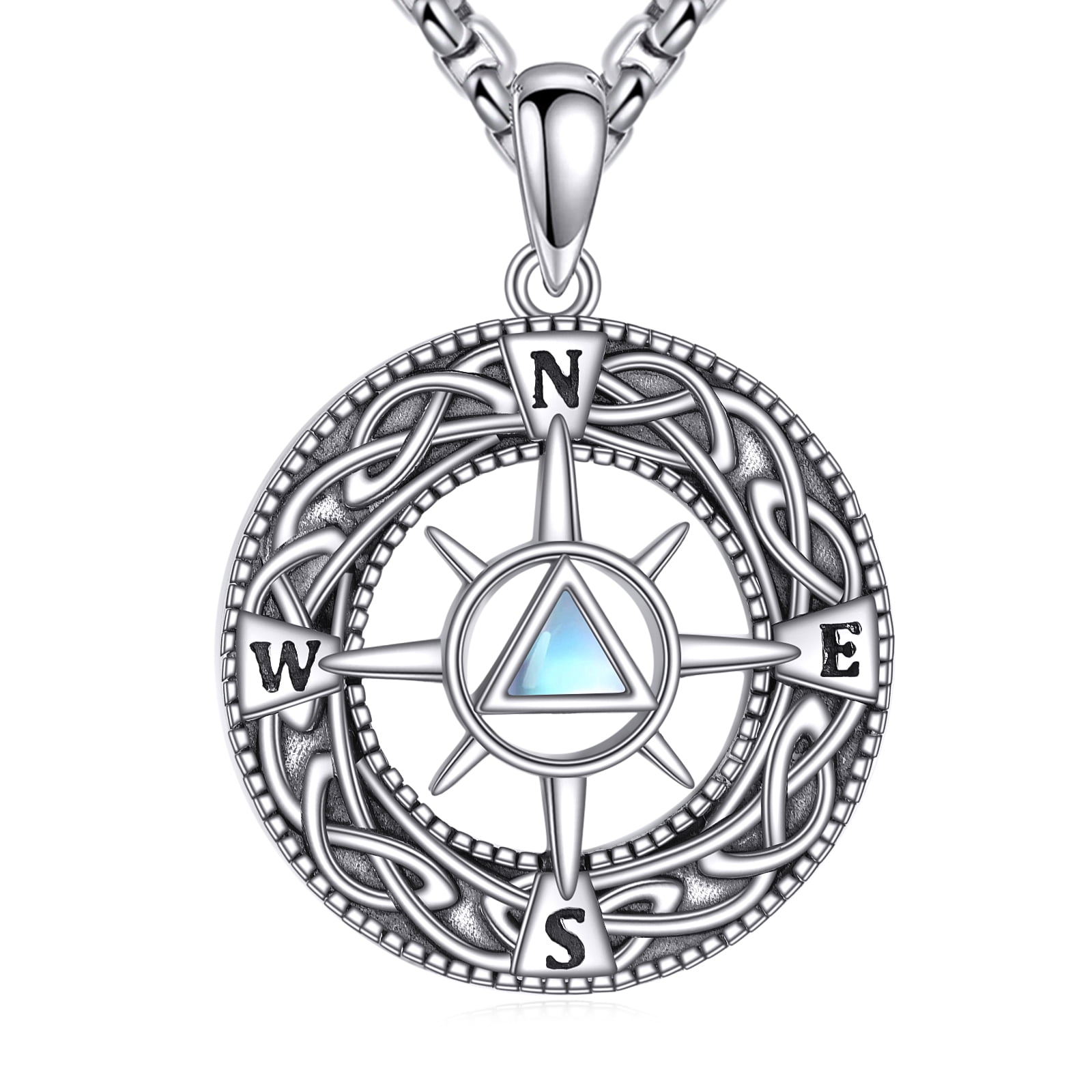 AA Sobriety Necklace 925 Sterling Silver Compass Alcoholics Anonymous ...