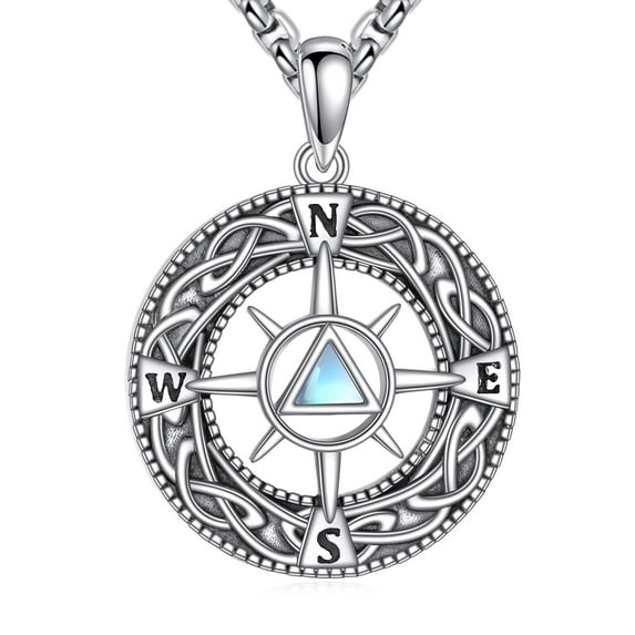 AA Sobriety Necklace 925 Sterling Silver Compass Alcoholics Anonymous ...
