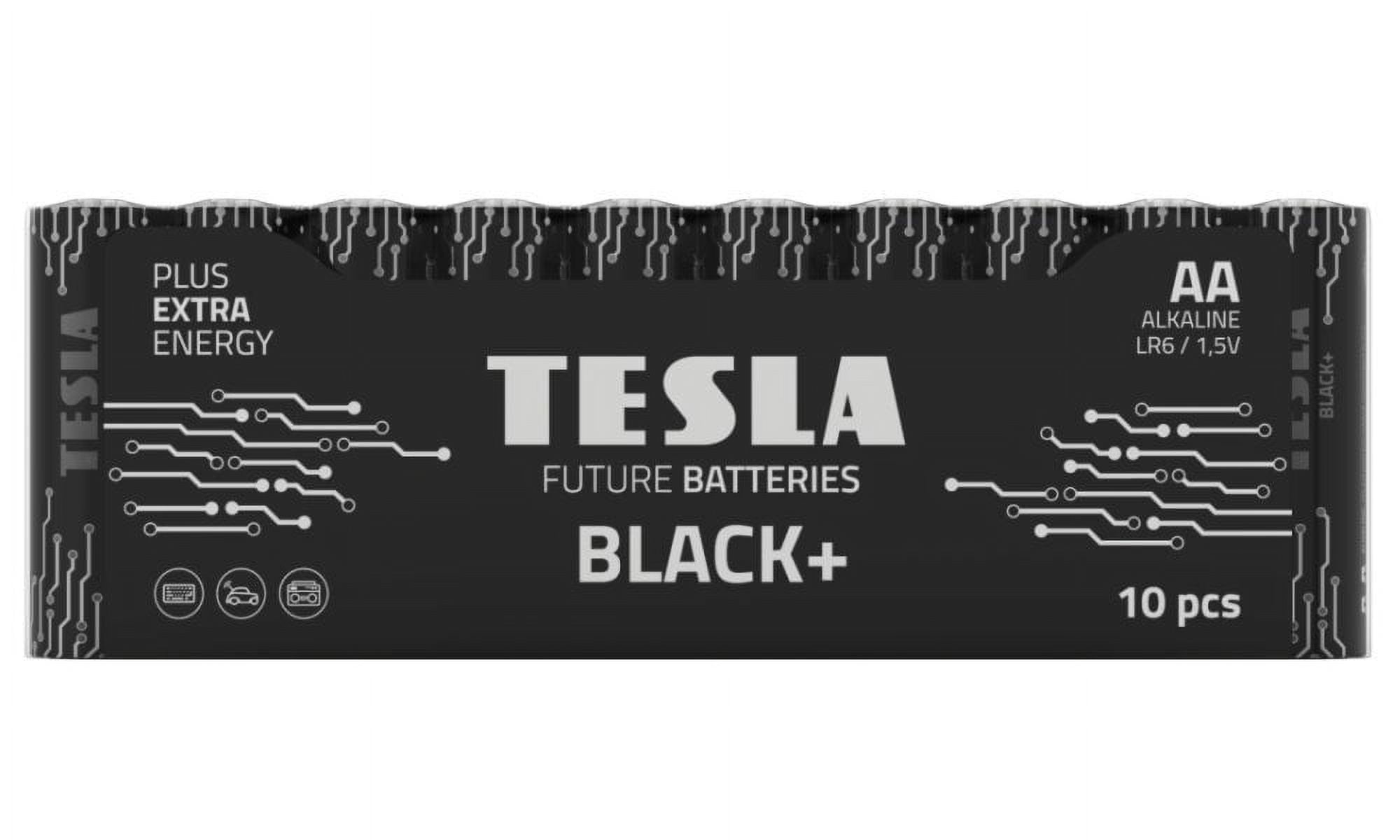 Tesla Batteries Black+ AA Maximum Power Alkaline Batteries, 10- Year ...