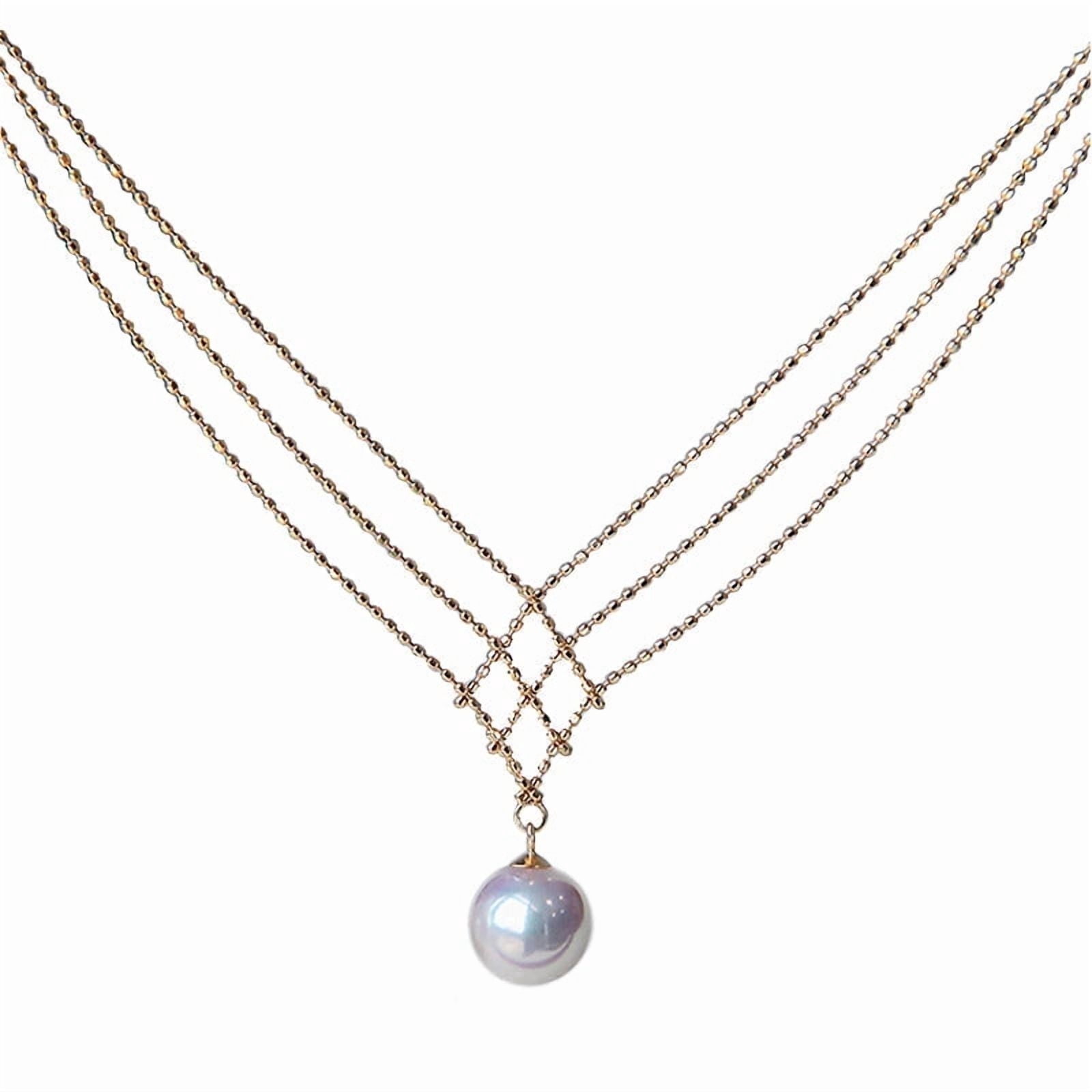 AAA Freshwater Pearl Pendant Pearl Strand Necklace Dainty Pearl Net ...