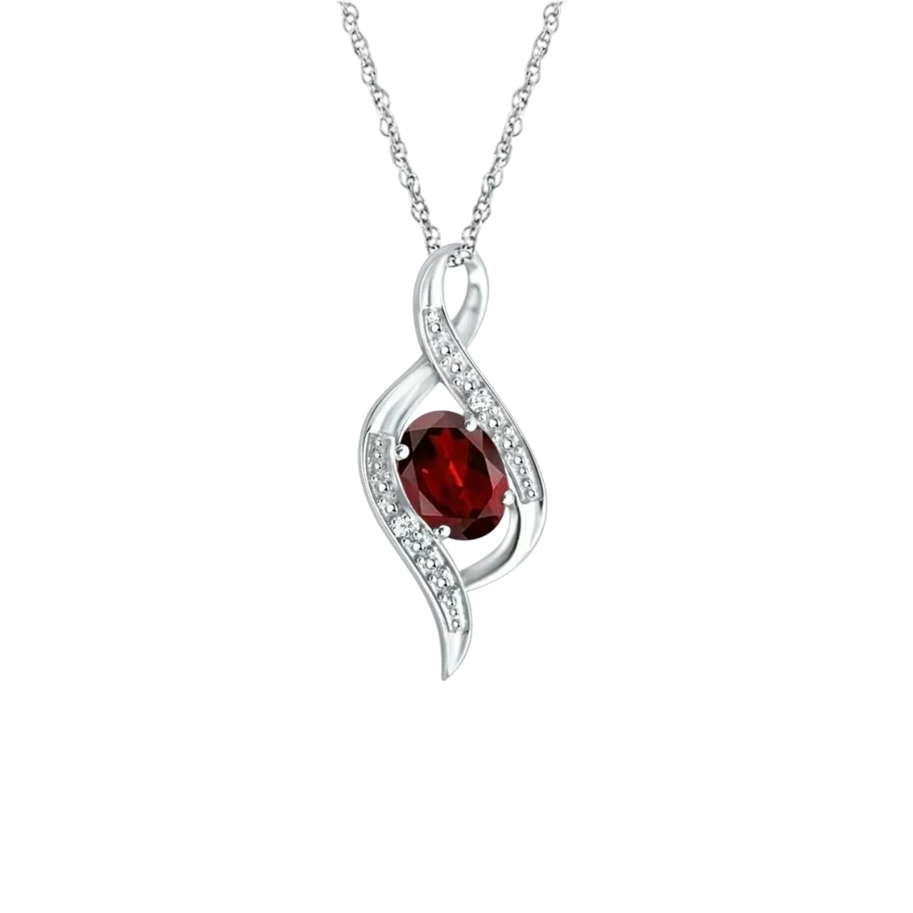 AAA Garnet Gemstone Necklace, Natural Garnet & CZ Chain Necklace ...