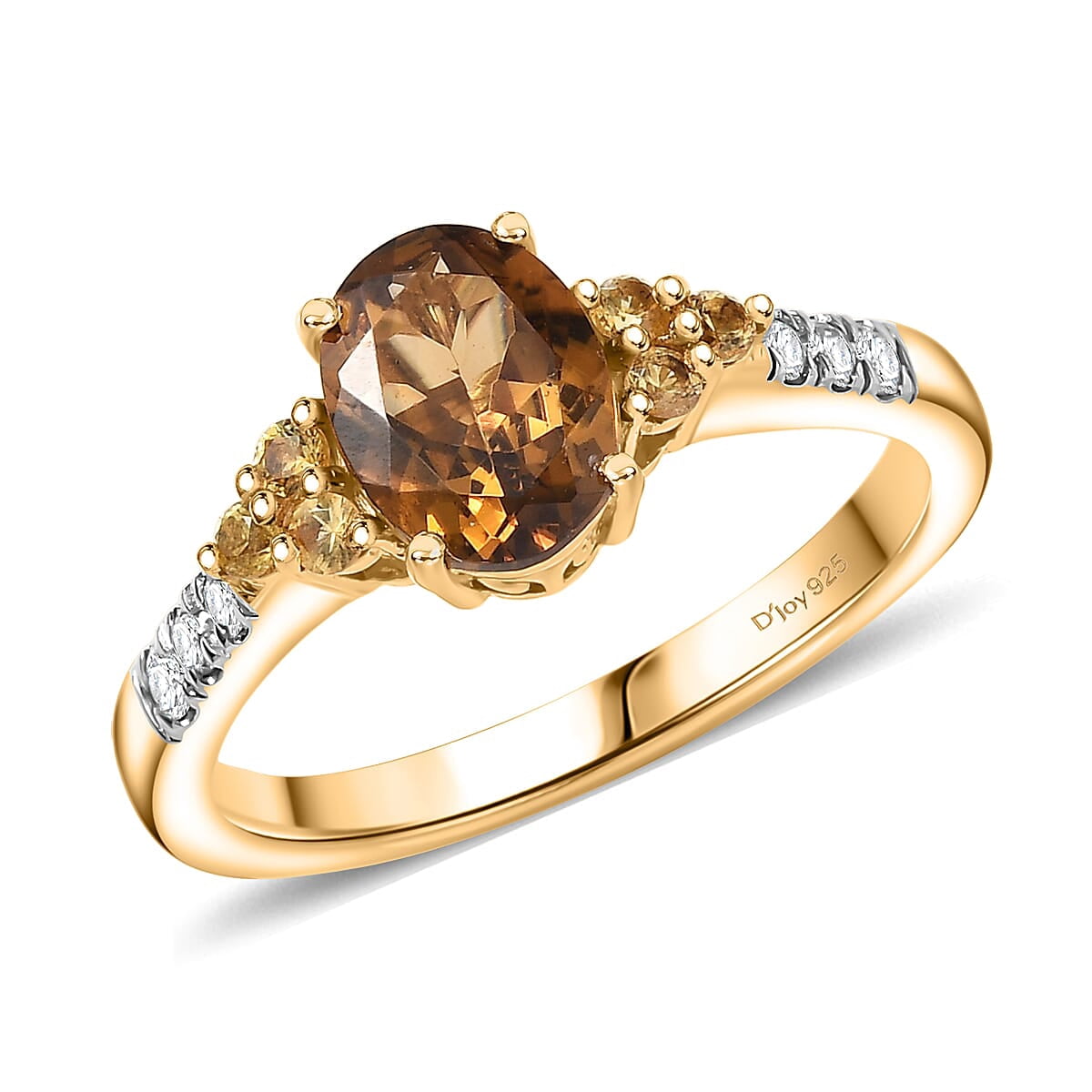 AAA Golden Turkizite and Multi Gemstone 1.70 ctw Crown of Flames Ring ...
