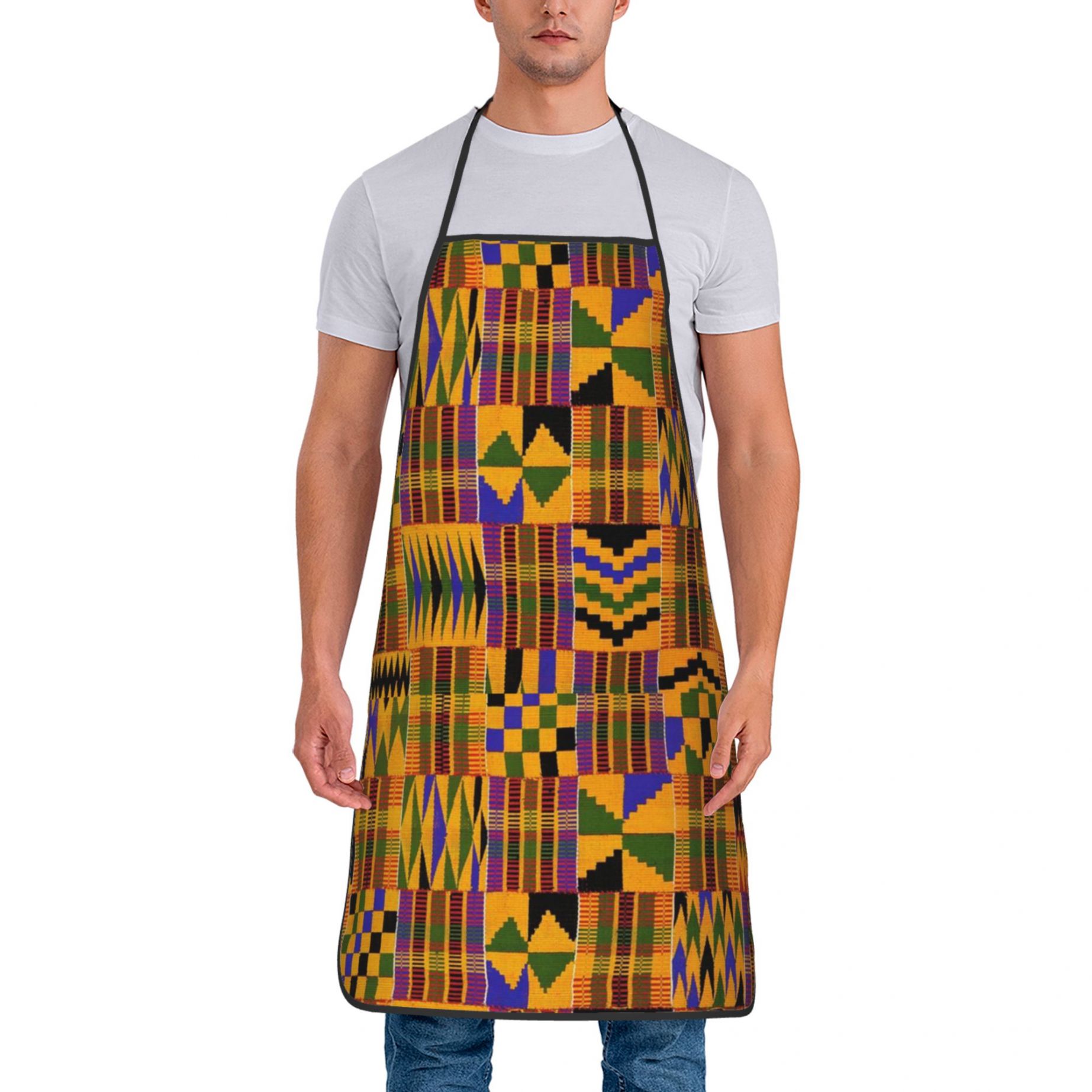AAA-Kente Cloth Weaving Print Aprons for Women Men Waterproof Apron ...