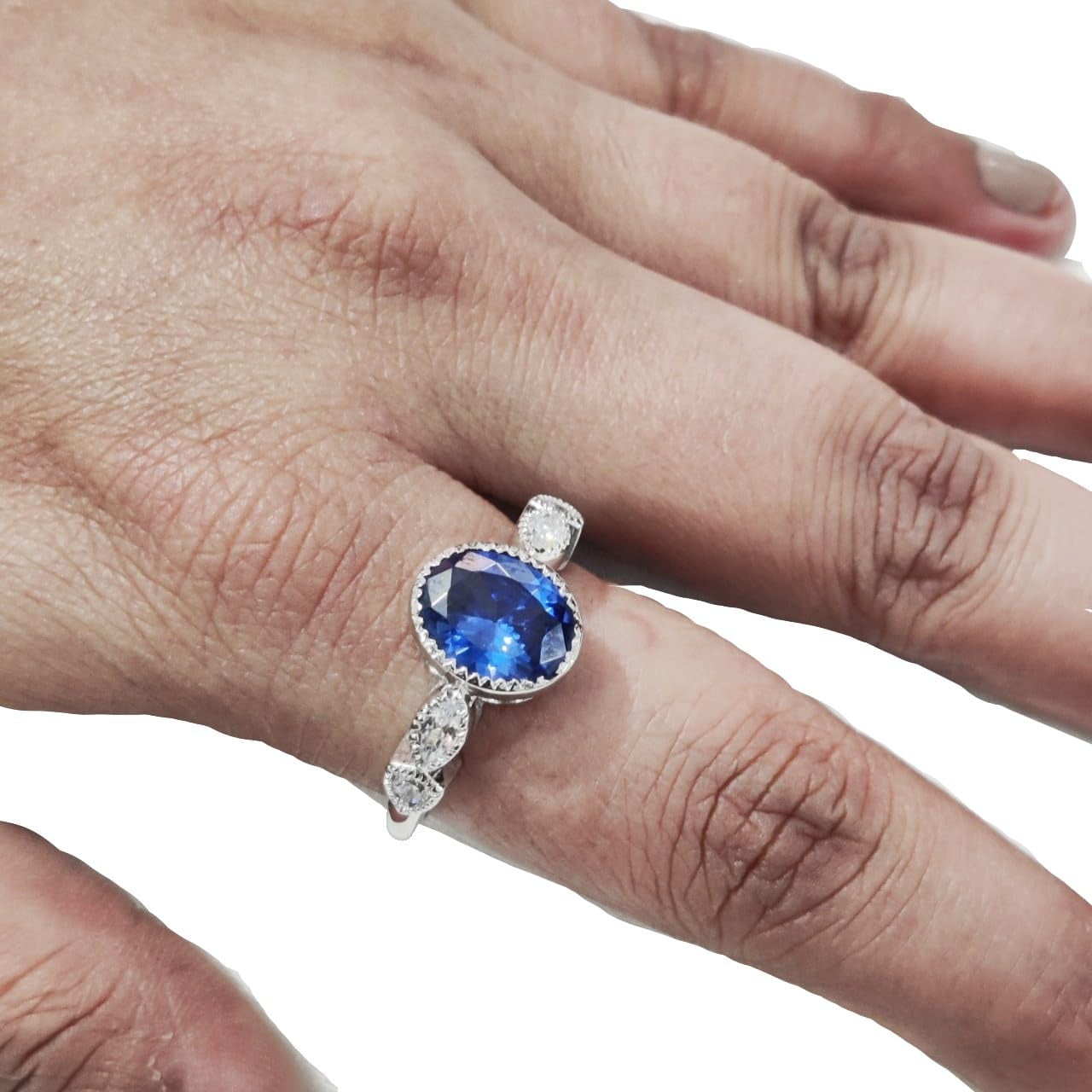 AAA London Blue Topaz Gemstone Ring, Natural London Blue Topaz Ring, December Birthstone, 925 ...