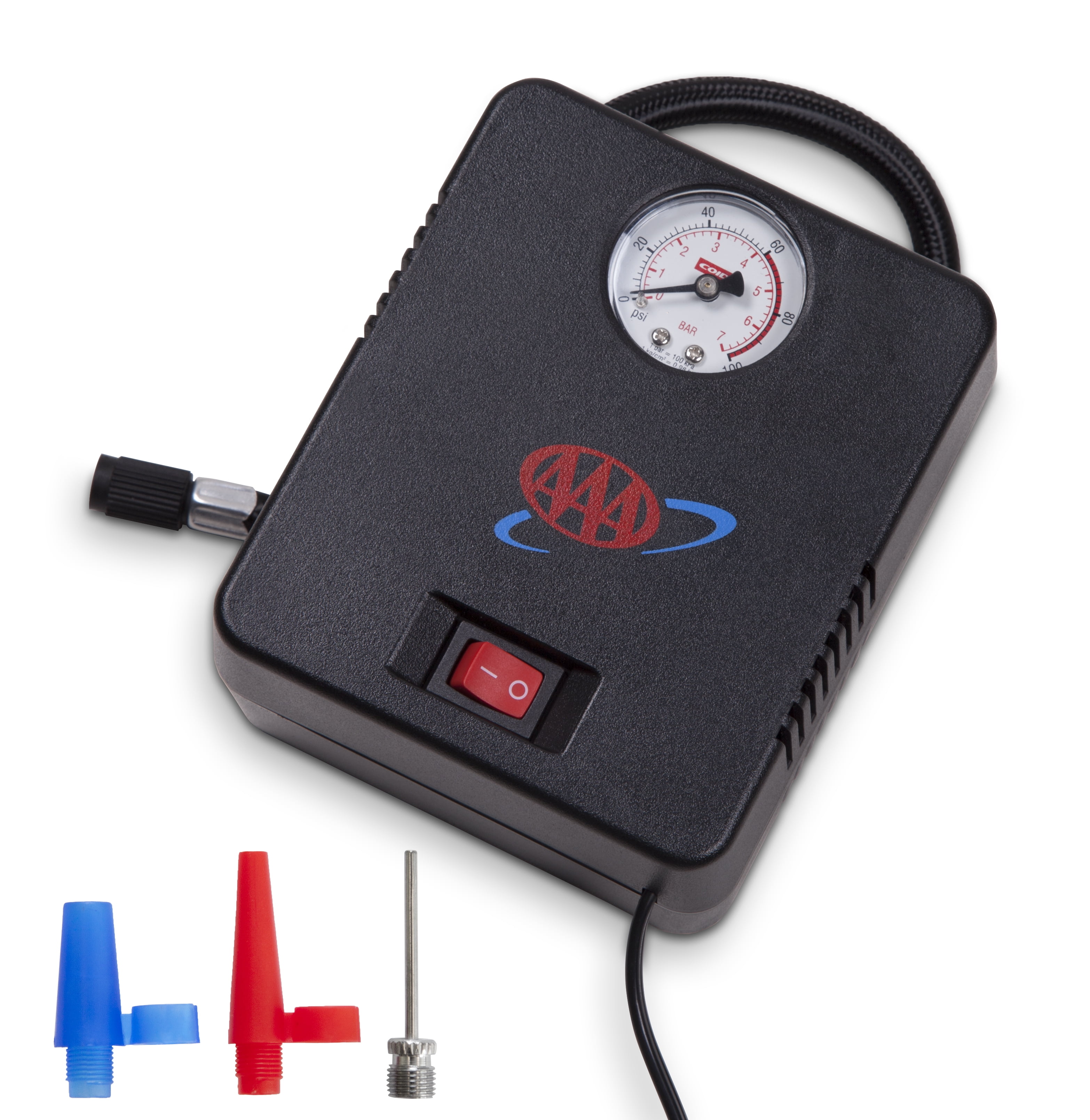 AAA Portable Car Tire Inflator with Analog Pressure Gauge and 12V DC ...